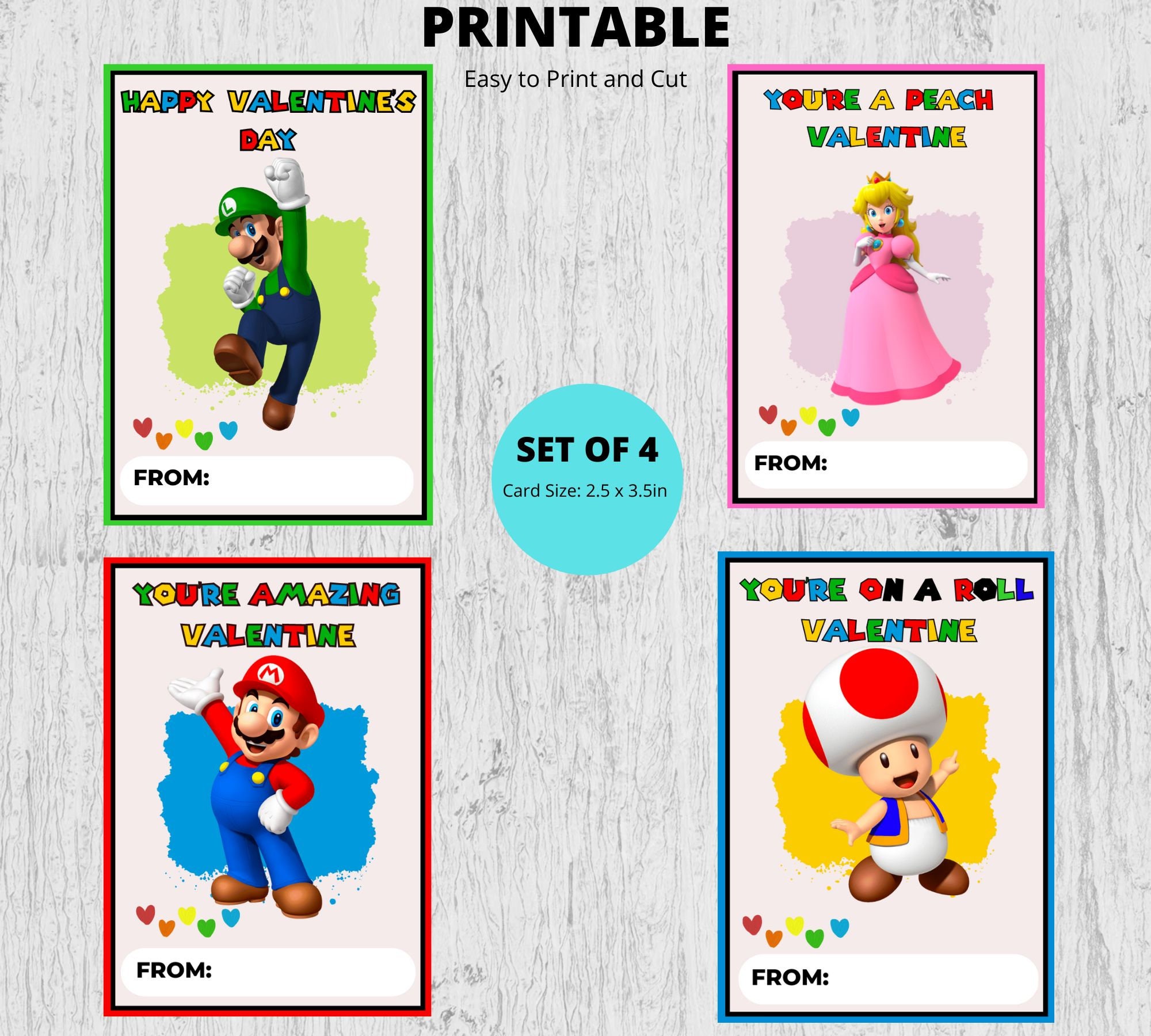 Mario Valentine, Printable Valentine's Day Card, Instant Download ...