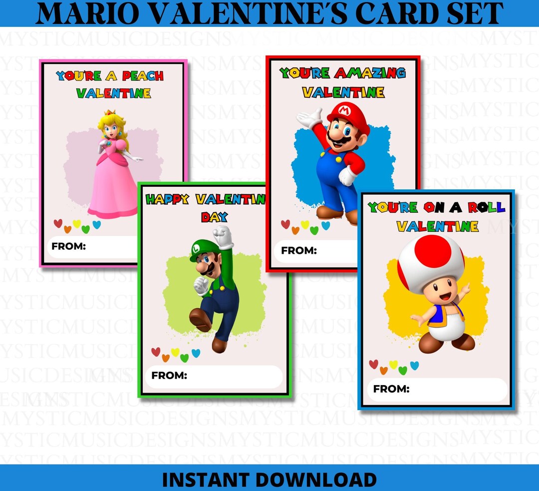 Mario Valentine, Printable Valentine's Day Card, Instant Download ...