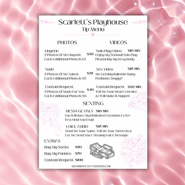 Onlyfans Tip Menu - Etsy