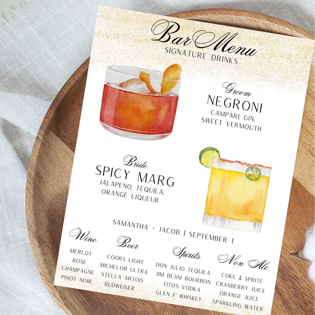 Signature Cocktail Menu Bar Menu Signature Drinks Signature - Etsy