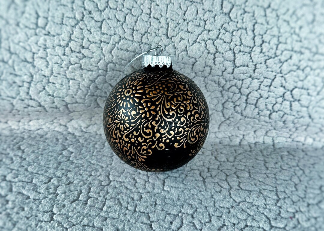 Beautiful Black CHRISTMAS ORNAMENT, Unique Christmas Ball, Mandala Art ...