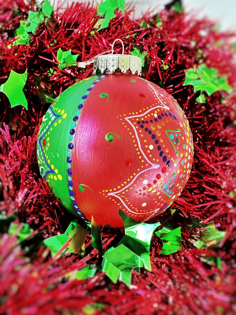 Beautiful Red and Green CHRISTMAS ORNAMENT 2-sided Christmas - Etsy