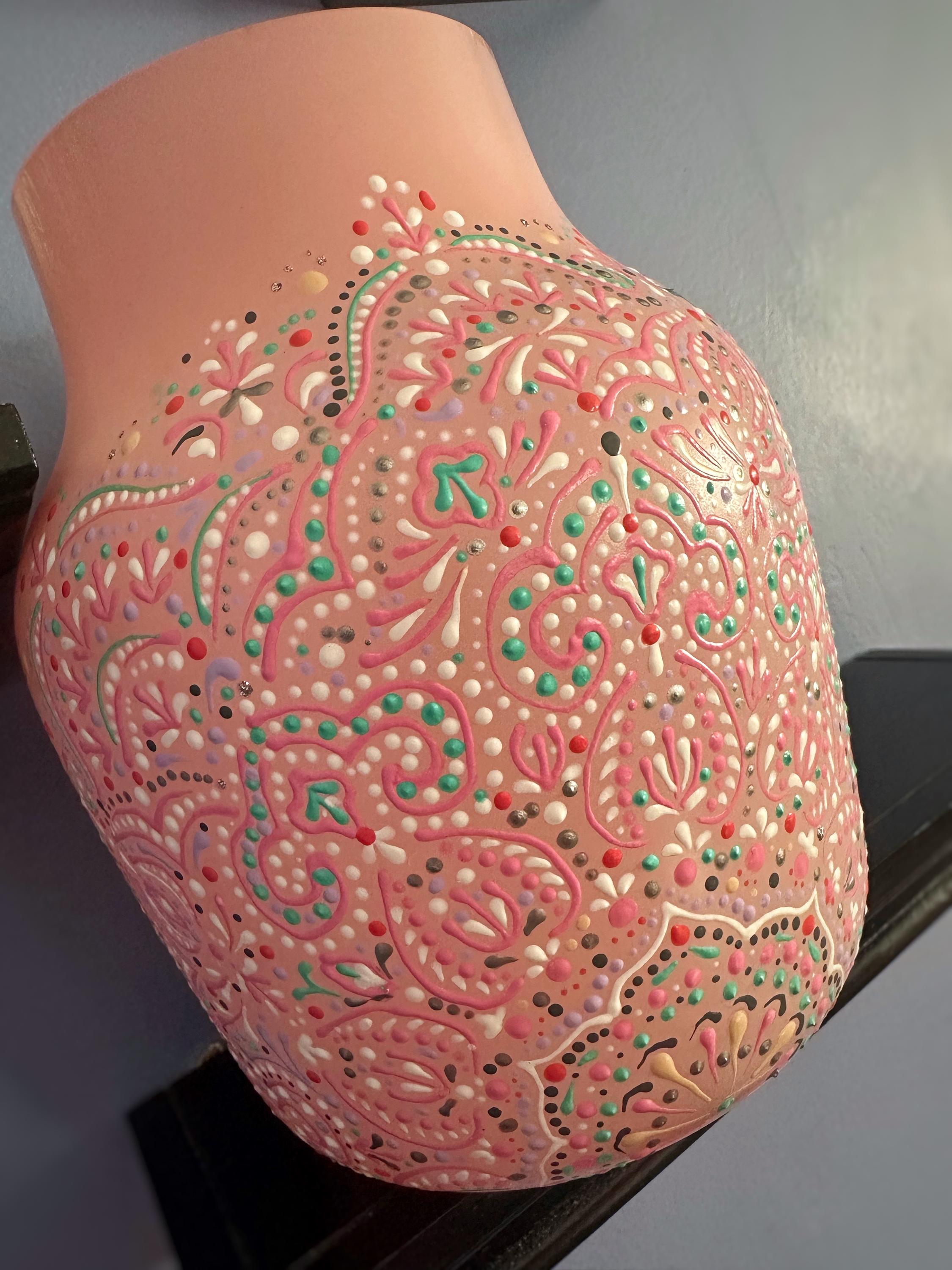 LIGHT PINK VASE, Dot Painted Vase, Mandala Vase, Home Decor Vase ...