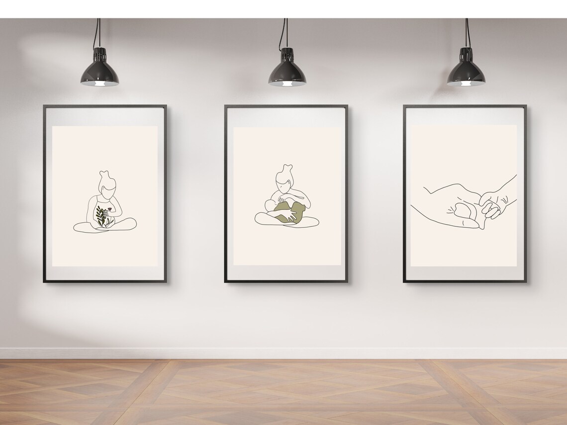 Female Line Art, Therapy Office Decor, Mental Health Matters, 3 Piece ...