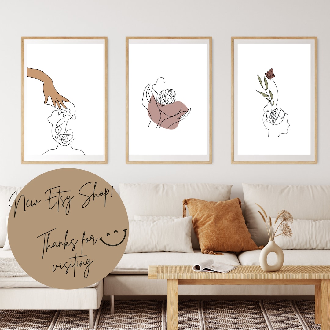 3 Piece Wall Art, Therapy Office Decor, Mental Health Matters Brain ...