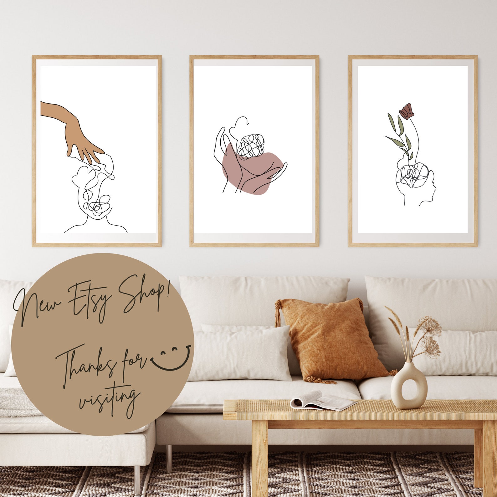 3 Piece Wall Art, Therapy Office Decor, Mental Health Matters Brain ...