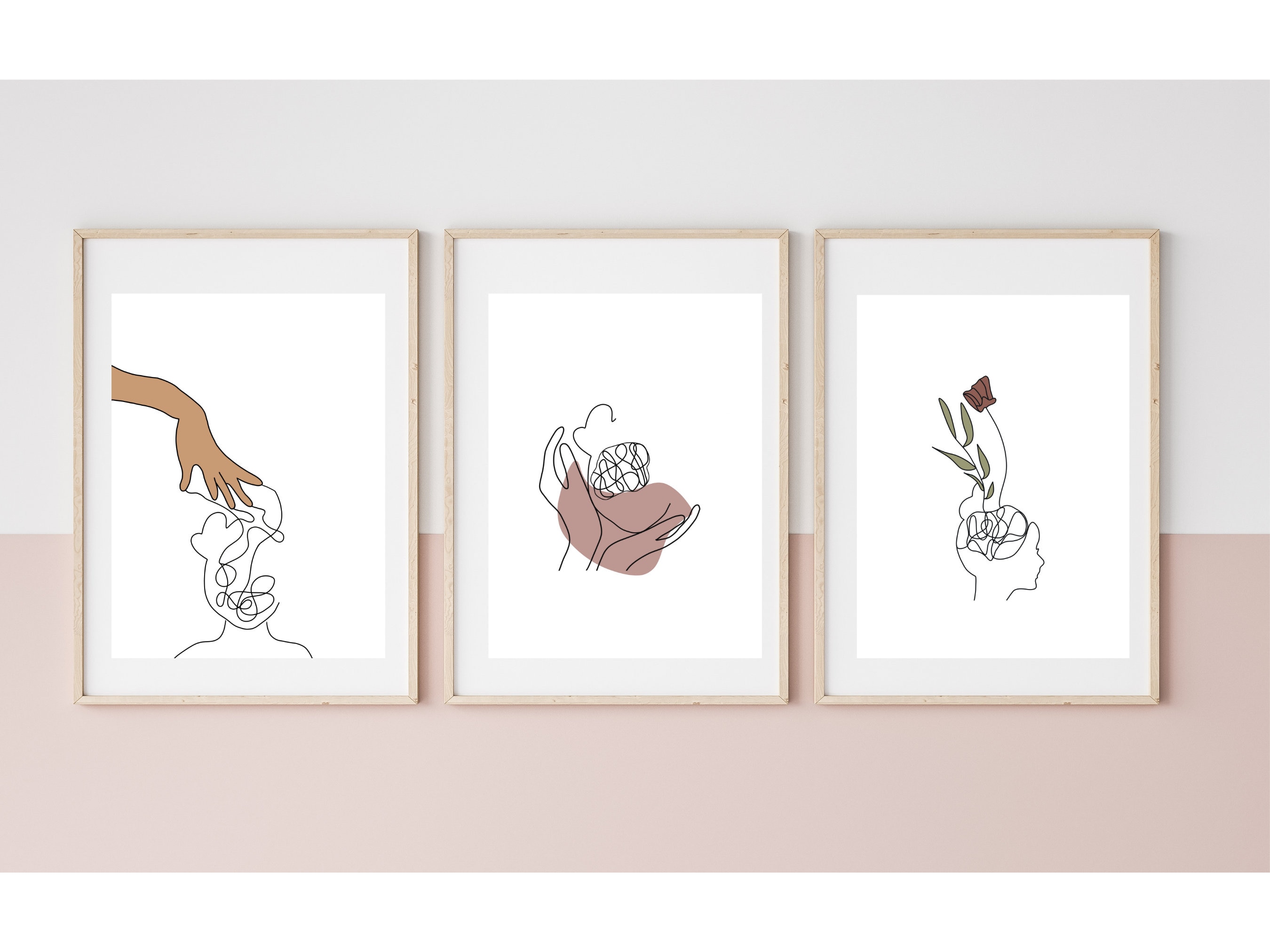 3 Piece Wall Art, Therapy Office Decor, Mental Health Matters Brain ...