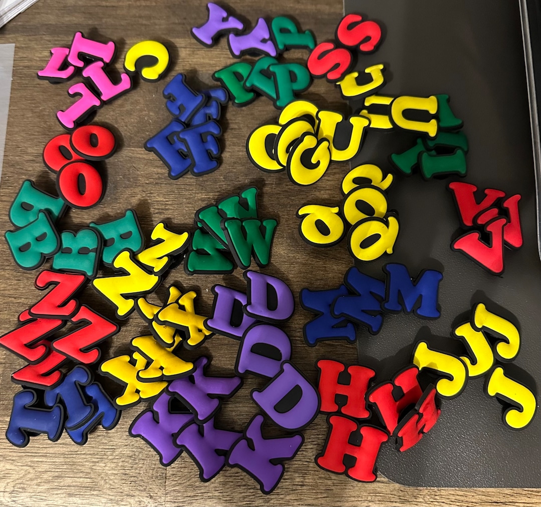 Colorful Bold Black Letter Shoe Charms - Alphabet Crocs Charms ...