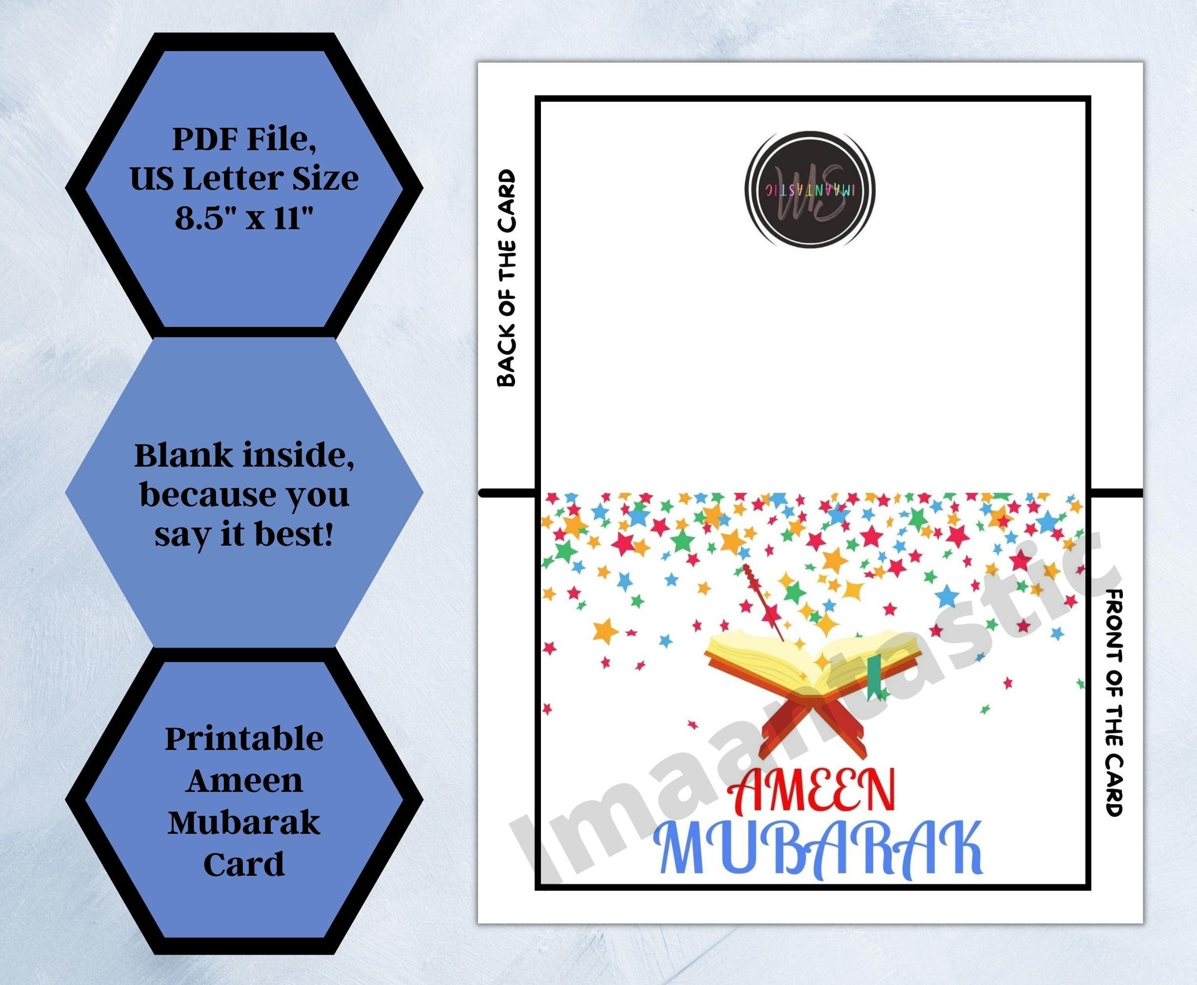 Ameen Mubarak Card, Ameen Card, Ameen Wishes, Ameen Kids Card, Instant ...