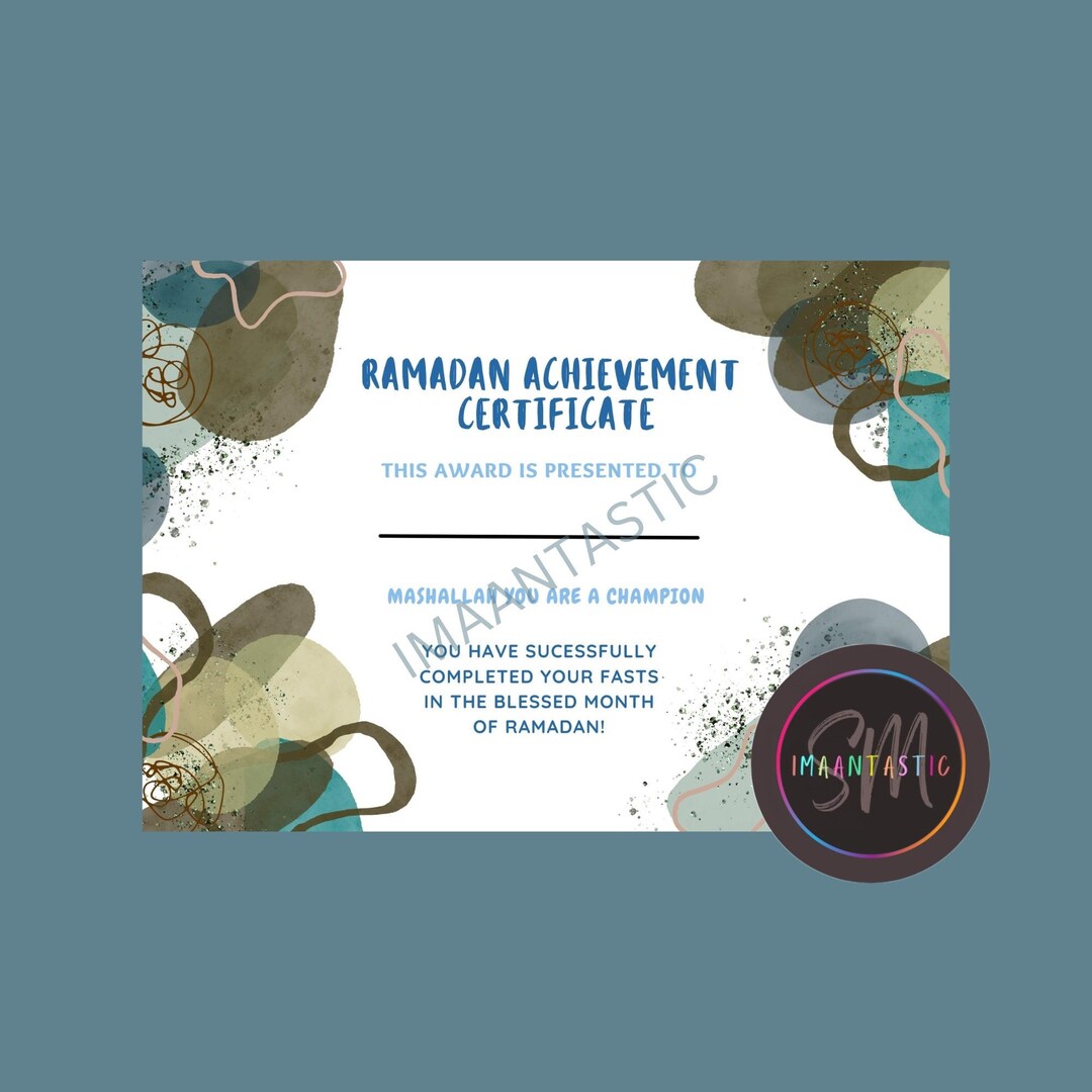 Ramadan Mubarak, Achievement Certificates, Printable, Instant Download ...