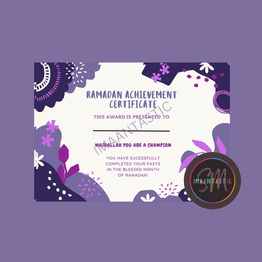 Ramadan Mubarak, Achievement Certificates, Printable, Instant Download ...