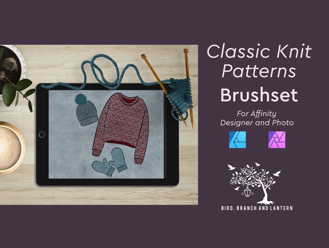 Affinity Vector and Pixel Classic Knit Patterns Brushset - 29 Brushes ...