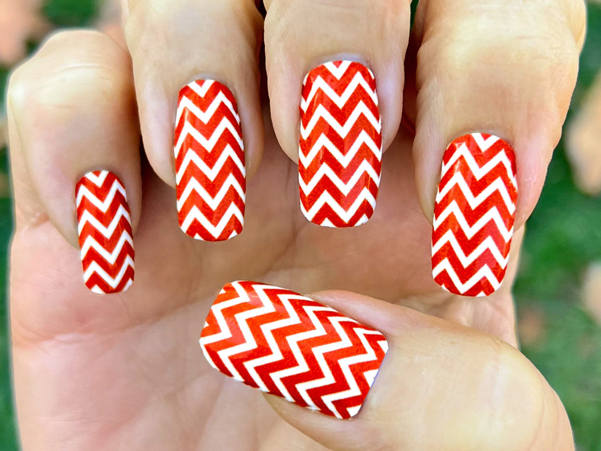 Red Chevron Nail Design
