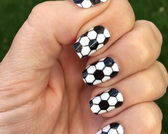 Soccer Ball Nails - Etsy