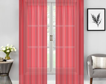 Bright Red Curtains | Etsy