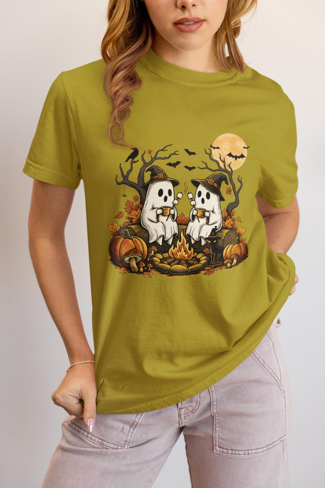 Retro Cozy Camping Ghosts PNG Cute Halloween Ghost Clipart Spooky ...