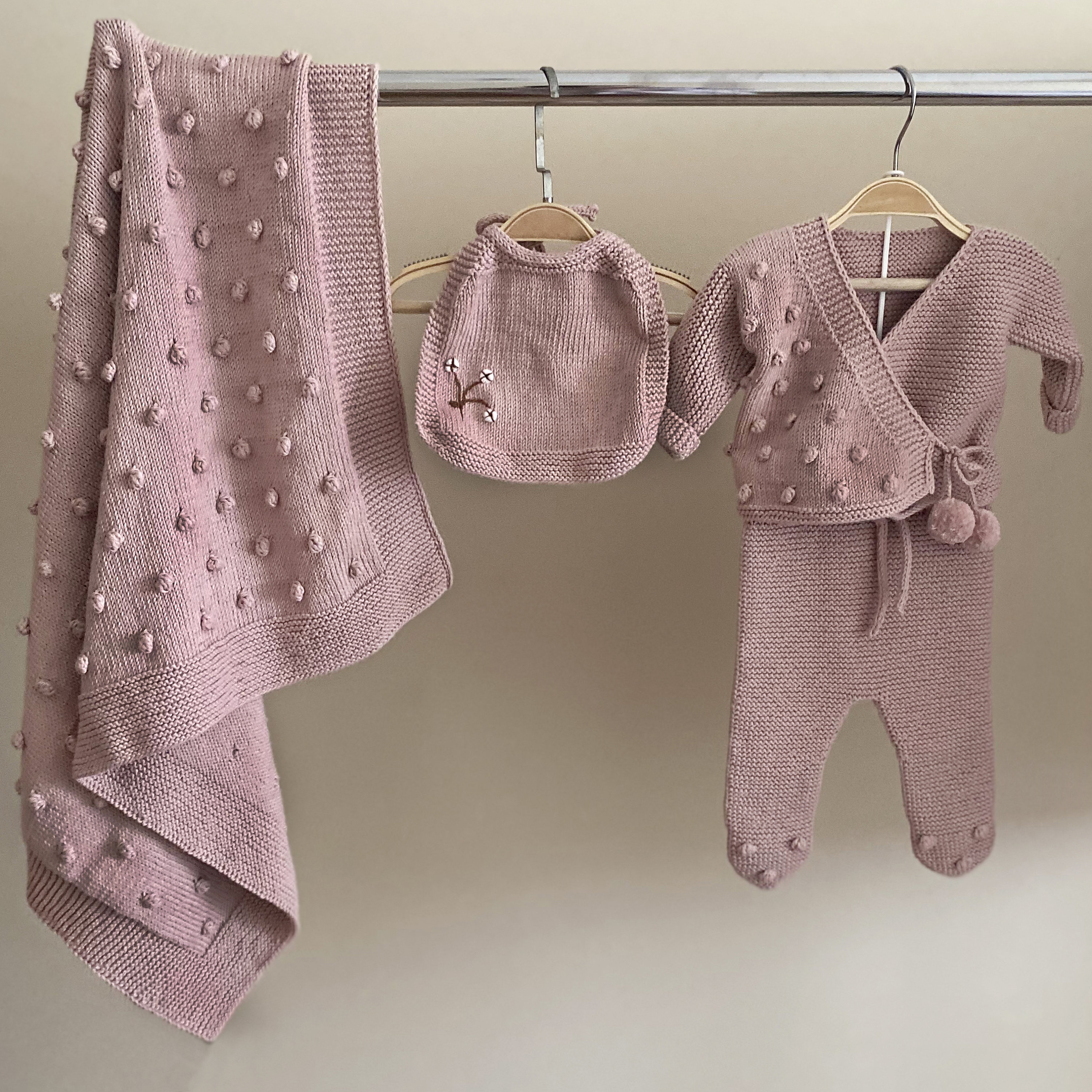 Baby Essential Set Popcorn Pink Baby Outfit Knitted Baby Clothes ...
