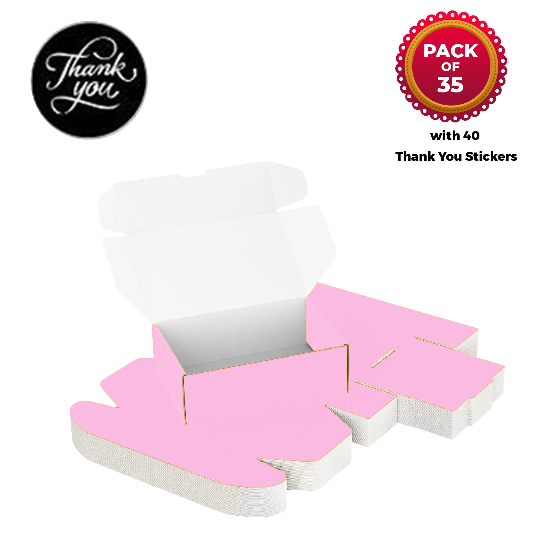 25 Pack 8x4x2 Inches Cute Light Pink Shipping Boxes Cardboard Mailer ...