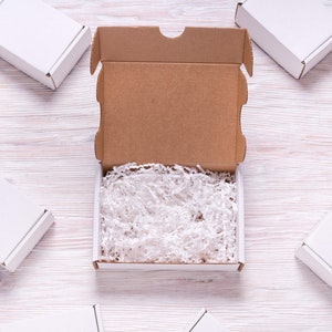 25 Pack 8x4x2 Inches Cute White Shipping Boxes Cardboard Mailer Box ...