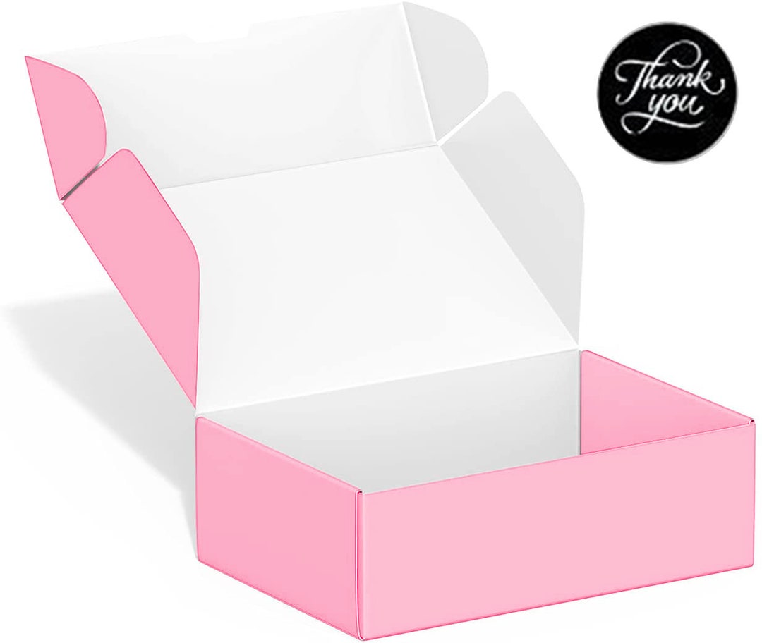 25 Pack 8x4x2 Inches Cute Light Pink Shipping Boxes Cardboard Mailer ...