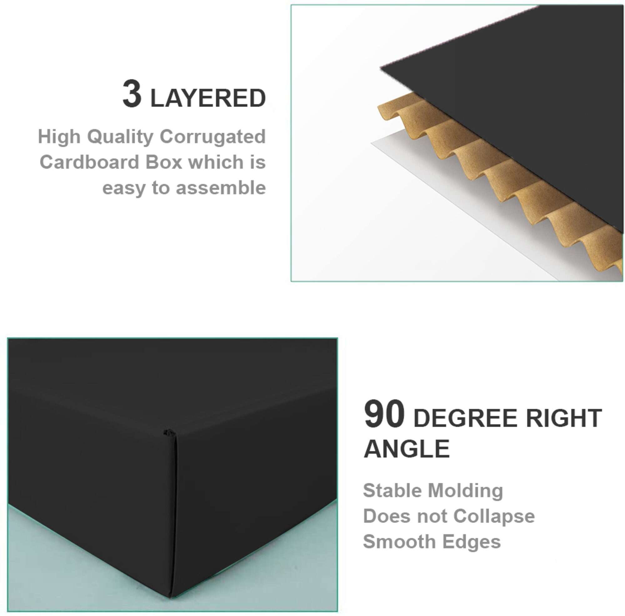 25 Pack 8x4x2 Inches Cute Black Shipping Boxes Cardboard Mailer Box ...