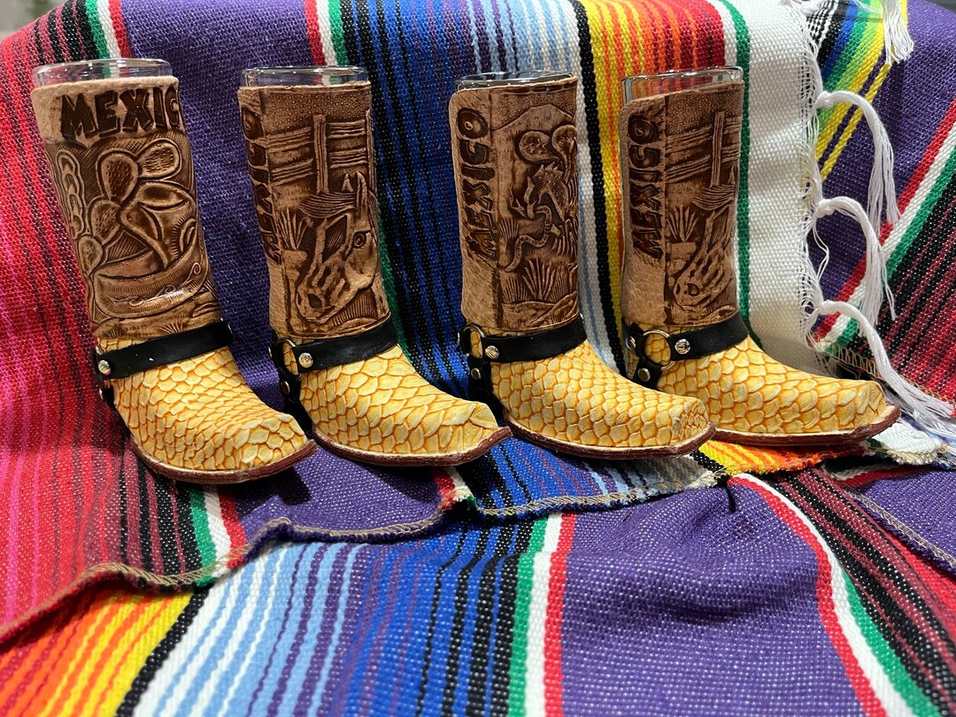 Mexican Leather Mini Boot Tequila Shot Glass Original Artisan - Etsy