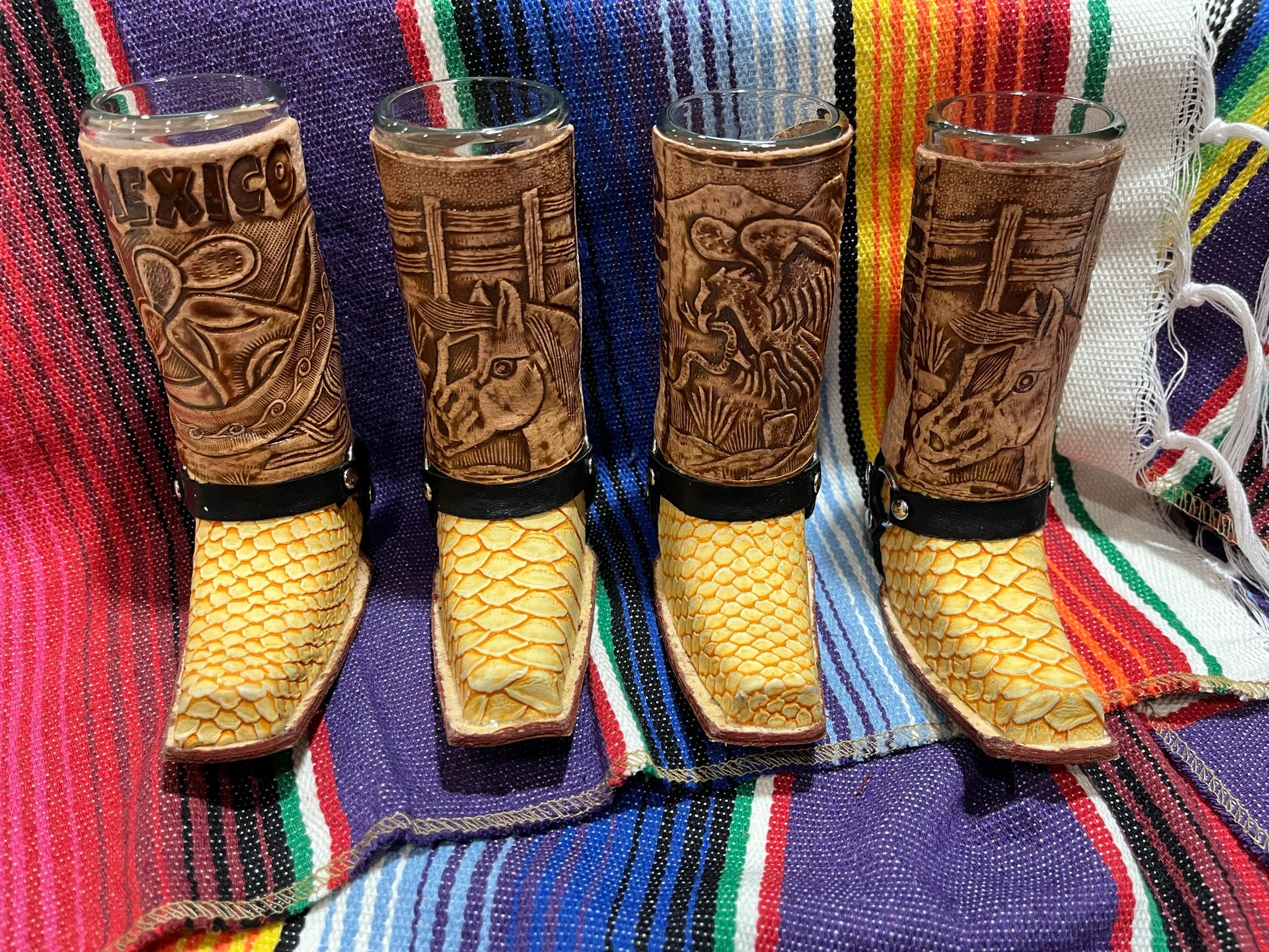 Mexican Leather Mini Boot Tequila Shot Glass Original Artisan - Etsy