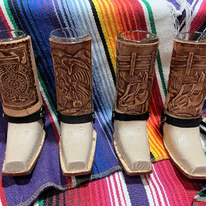 Mexican Leather Mini Boot Tequila Shot Glass Original Artisan - Etsy