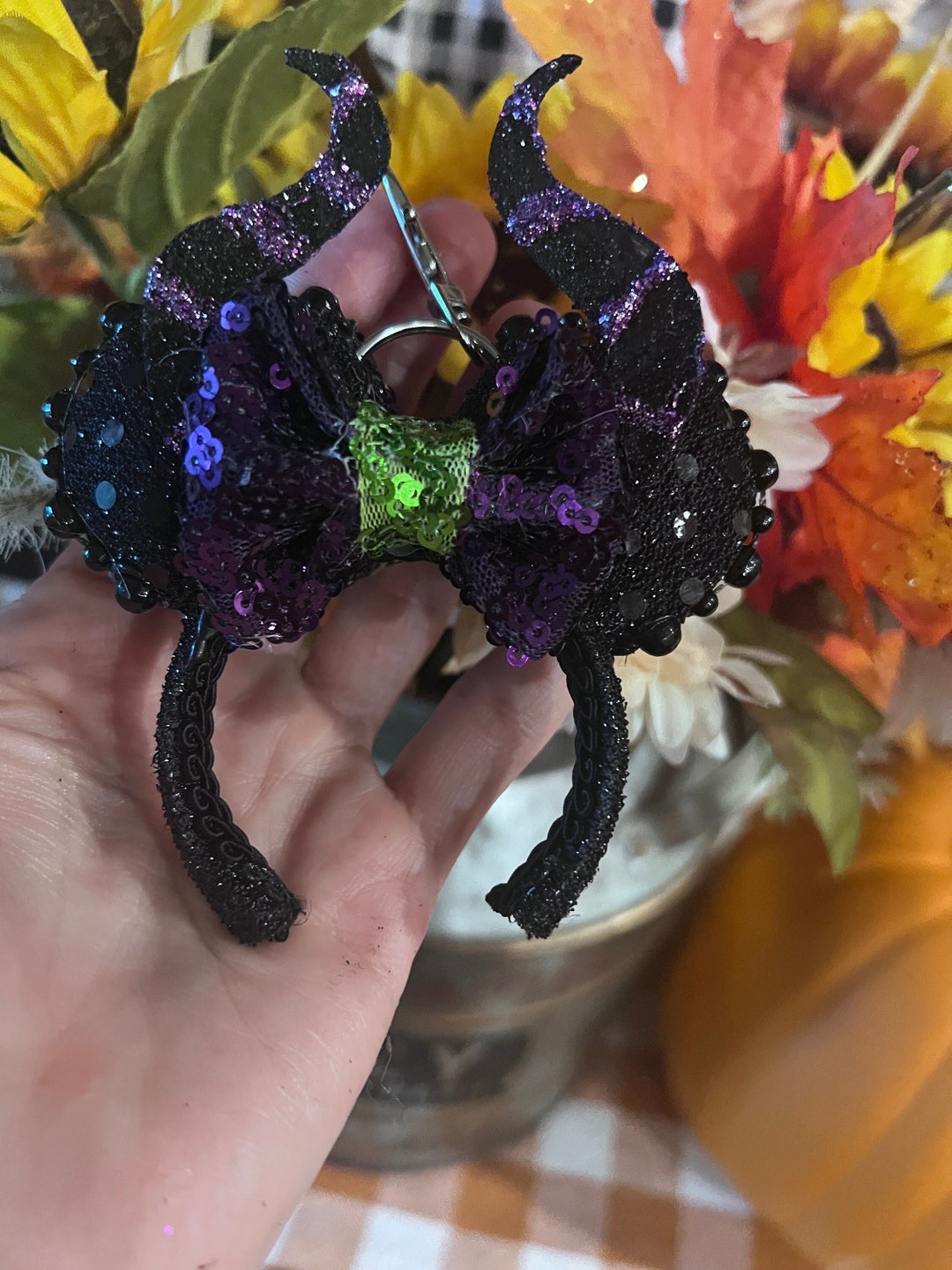 Maleficent Inspired Mickey Ears Key Chain, Disney Key Chain, Minnie Key ...