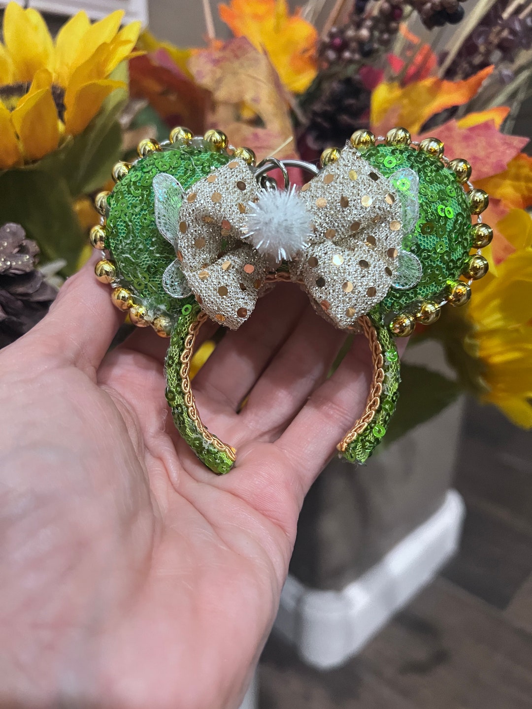 Tinker Bell Inspired Mickey Ears Key Chain, Disney Key Chain, Minnie ...