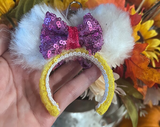 Daisy Duck Inspired Mickey Ears Key Chain, Disney Key Chain, Minnie Key ...