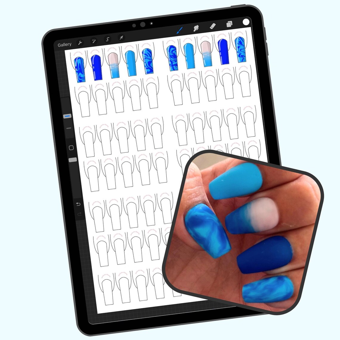 Complete Digital Nail Templates for Procreate and Printing - Etsy