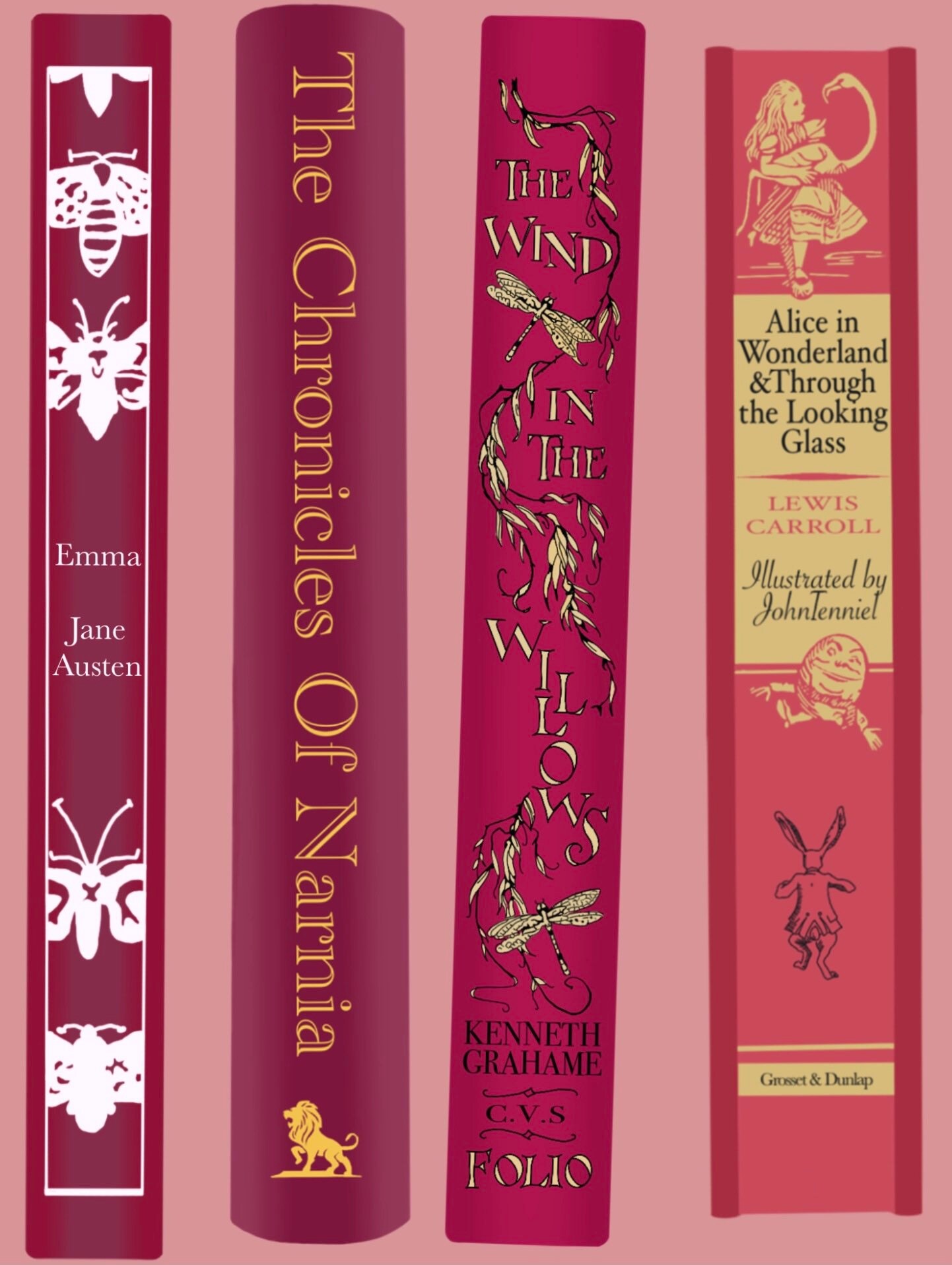 The Burgundy Book Spine Collection Pretty Book Spine Print - Etsy