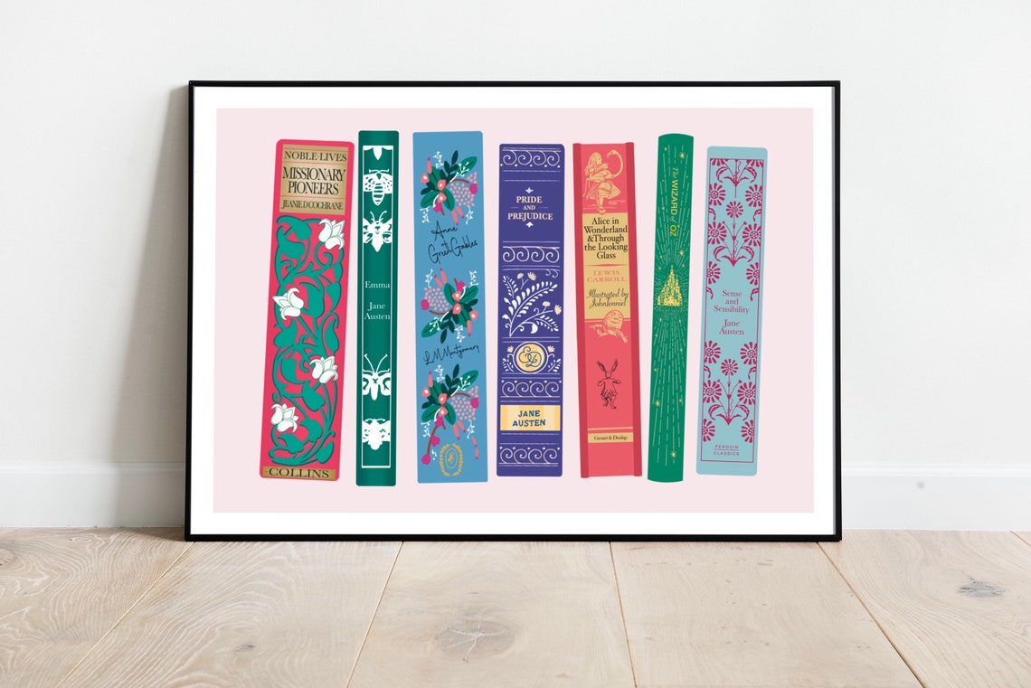Pretty Book Spines Print Gifts for Book Lover Women - Etsy
