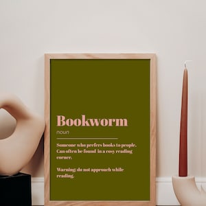 Bookworm Definition Print Gift for Book Lover Book Print Bookish Gifts ...