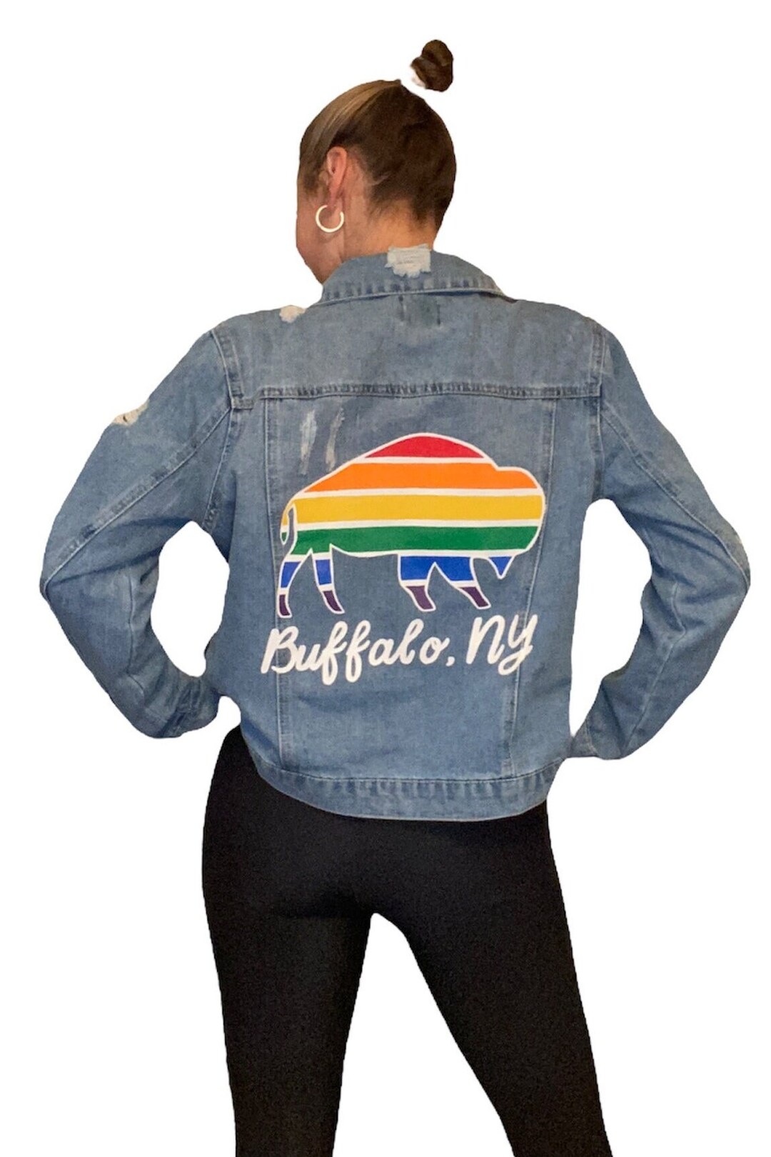Hand Painted Buffalo Pride Jean Jacket - Etsy
