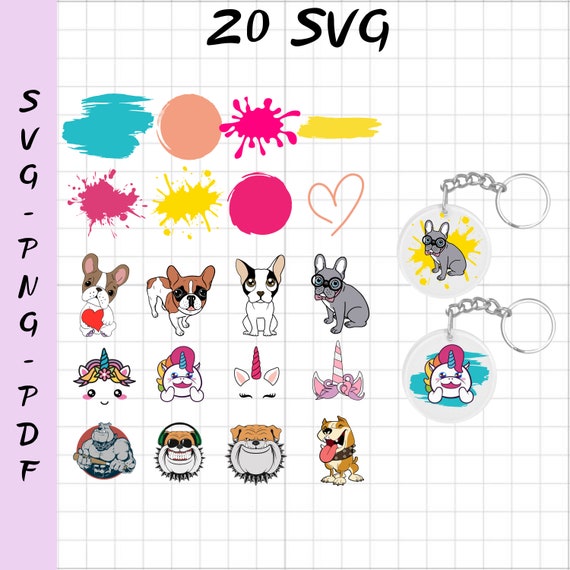 Keychain Svg Bundle Files for Cricut Keychain Brush Stroke | Etsy