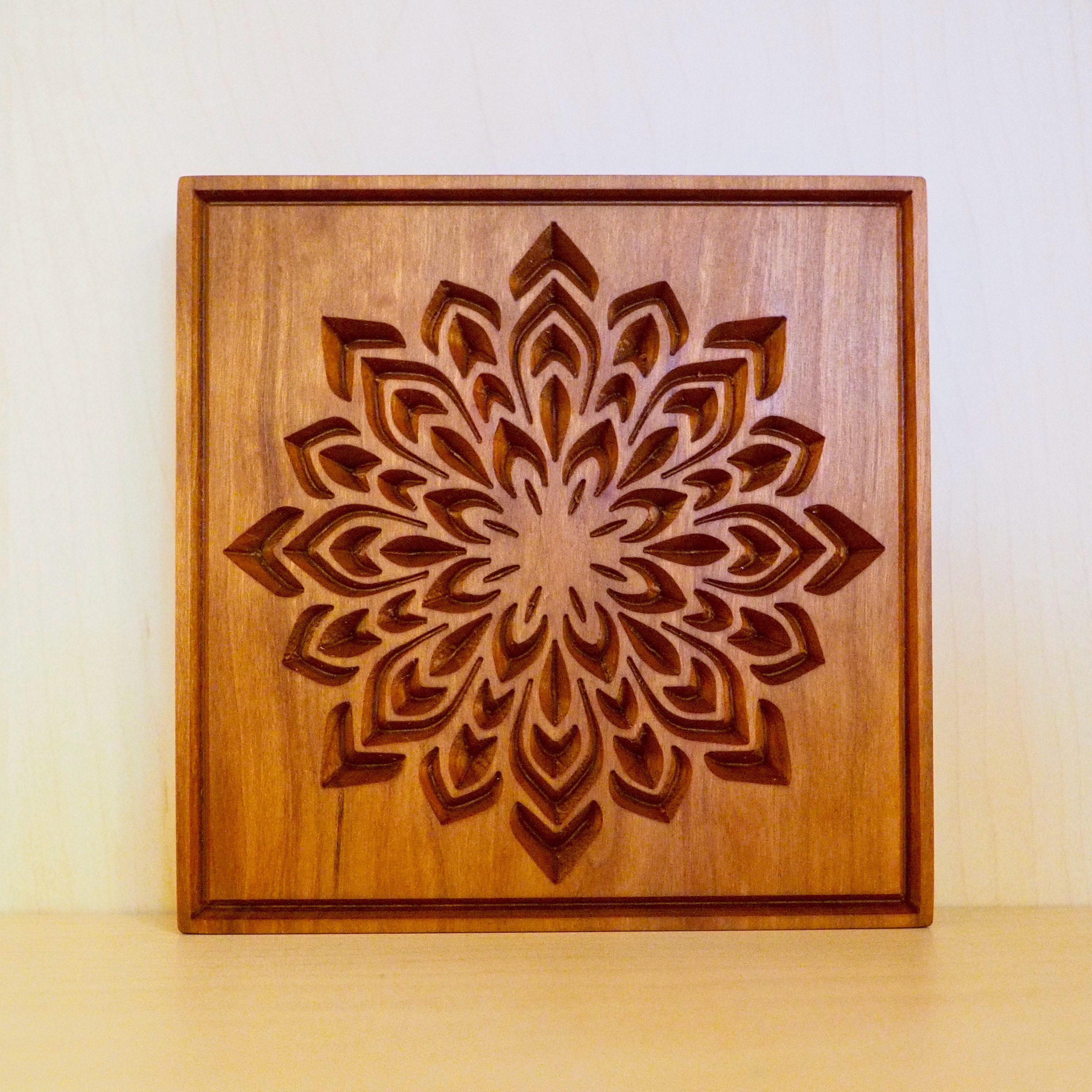 Flower Stencil Wood Carved Wall Art - Etsy
