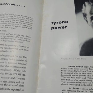 1958 Vintage Back to Methuselah Tryout Program - Tyrone Power, Faye ...