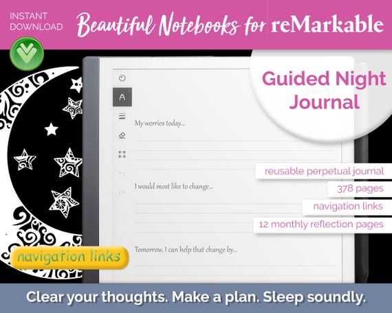 Remarkable Template Guided Night Journal 'midnight | Etsy