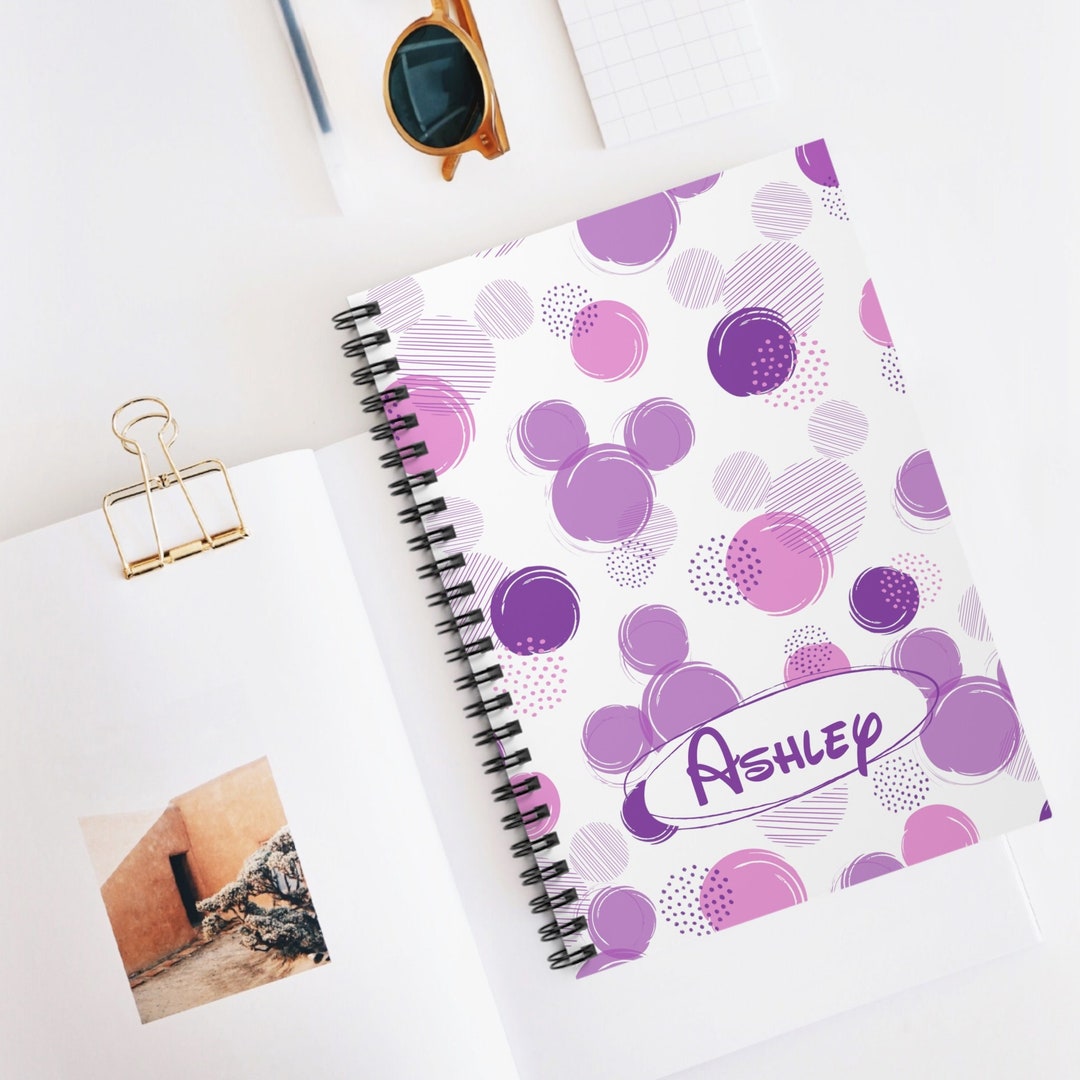 Personalized Purple Polka Dots Notebook, Minnie Mouse Notebook, Disney ...