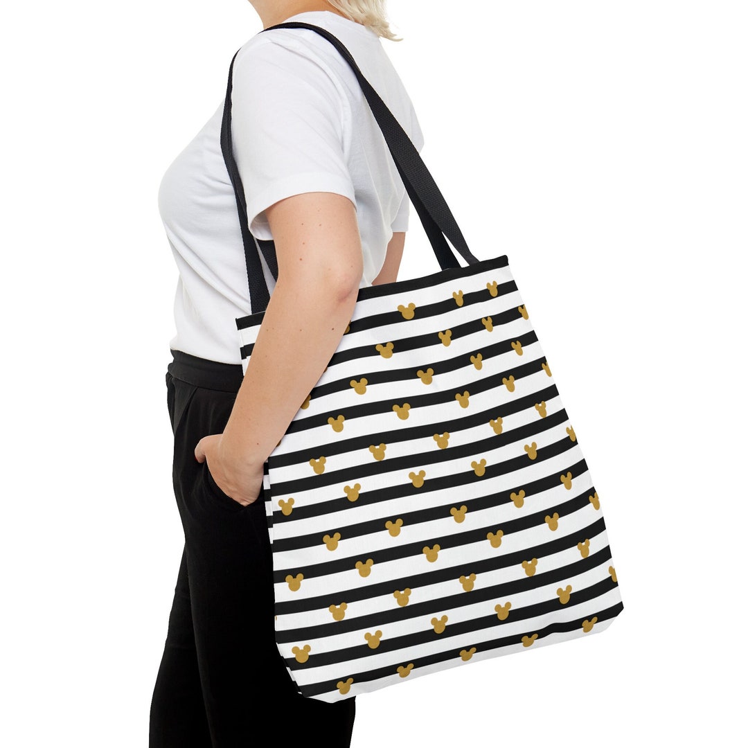 Black and Gold Mickey Tote Bag, Disney Book Bag, Disney Shopping Bag ...