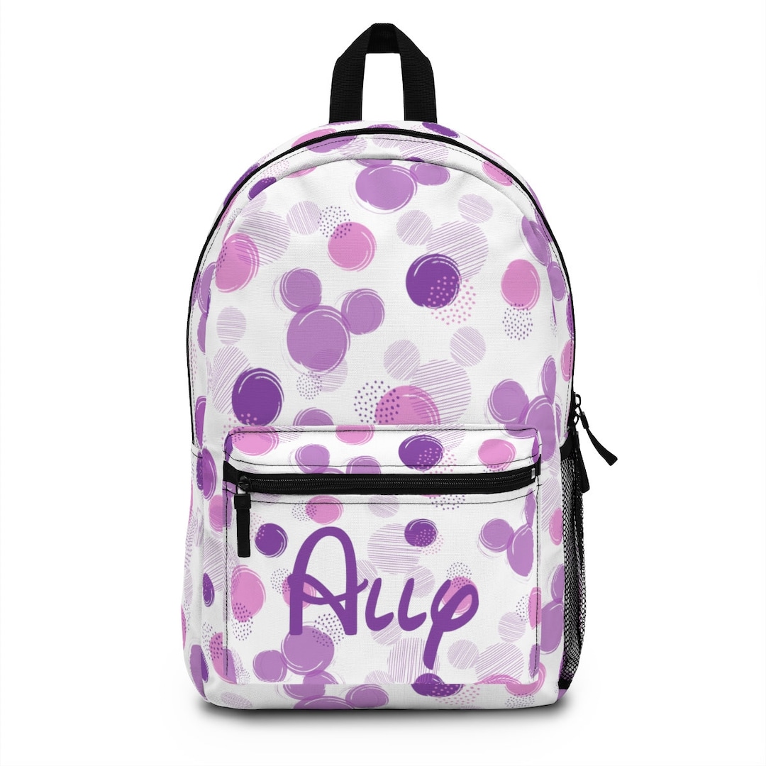 Personalized Disney Backpack, Purple Polka Dots, Disney All Over Print ...