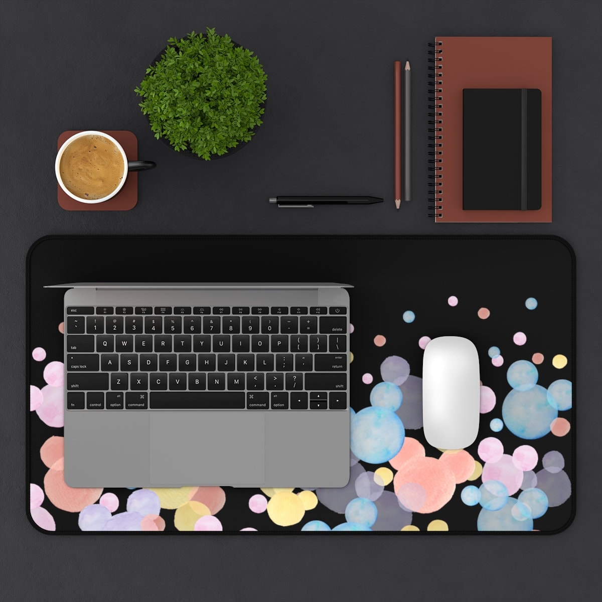 Black Background Colourful Desk Mat Disney Office Decor - Etsy