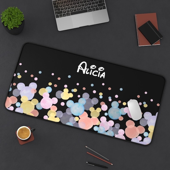 Black Background Colourful Desk Mat Disney Office Decor - Etsy