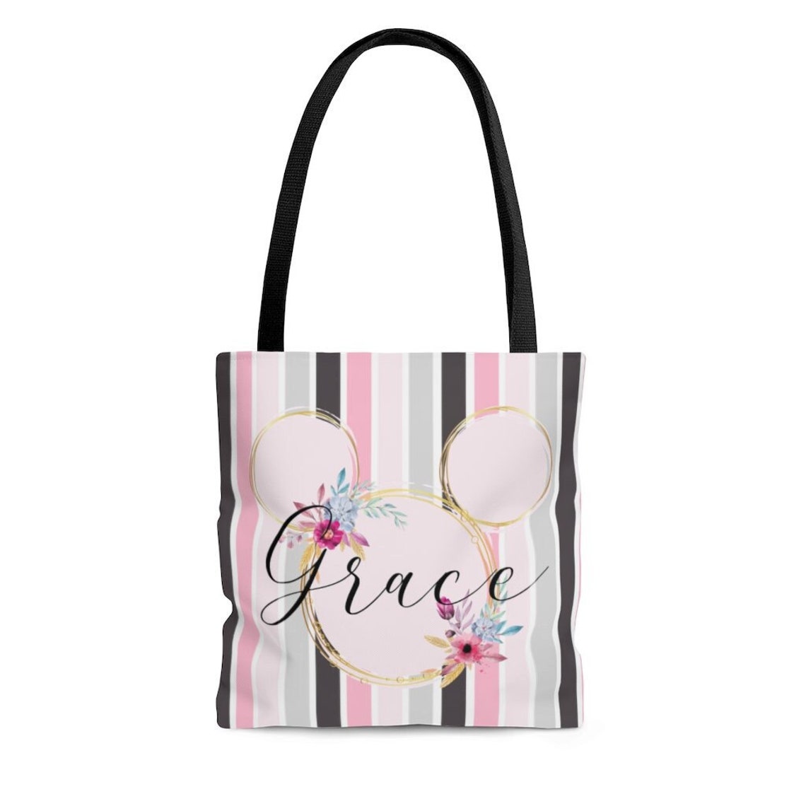 Striped Disney Canvas Tote Bag Minnie Ears Bag Minnie Tote - Etsy