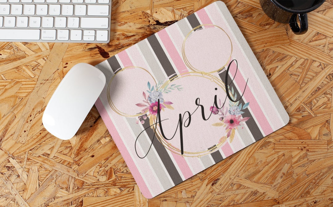 Striped Minnie Mouse Pad, Disney Mouse Mat, Disney Office, Disney Home ...