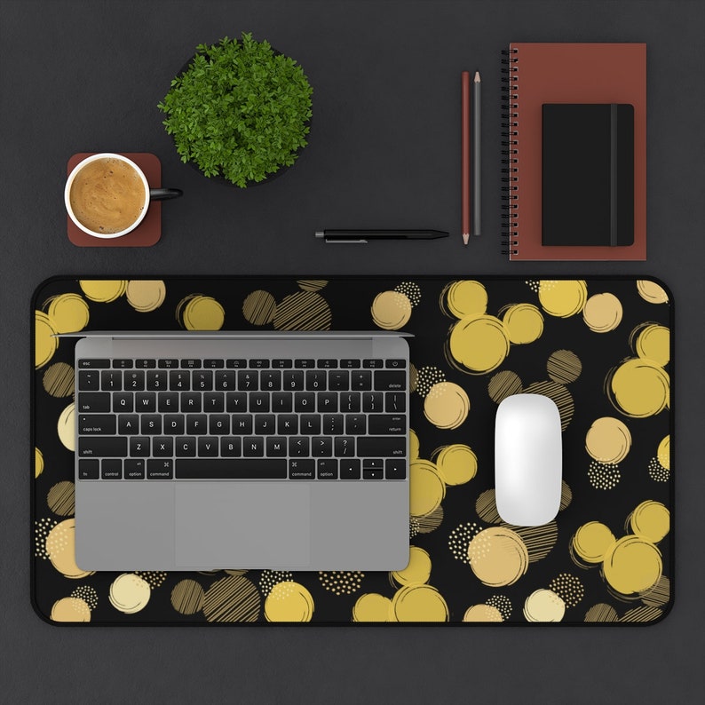 Disney Black and Gold Desk Mat, Disney Office Decor, Disney Mouse Pad ...