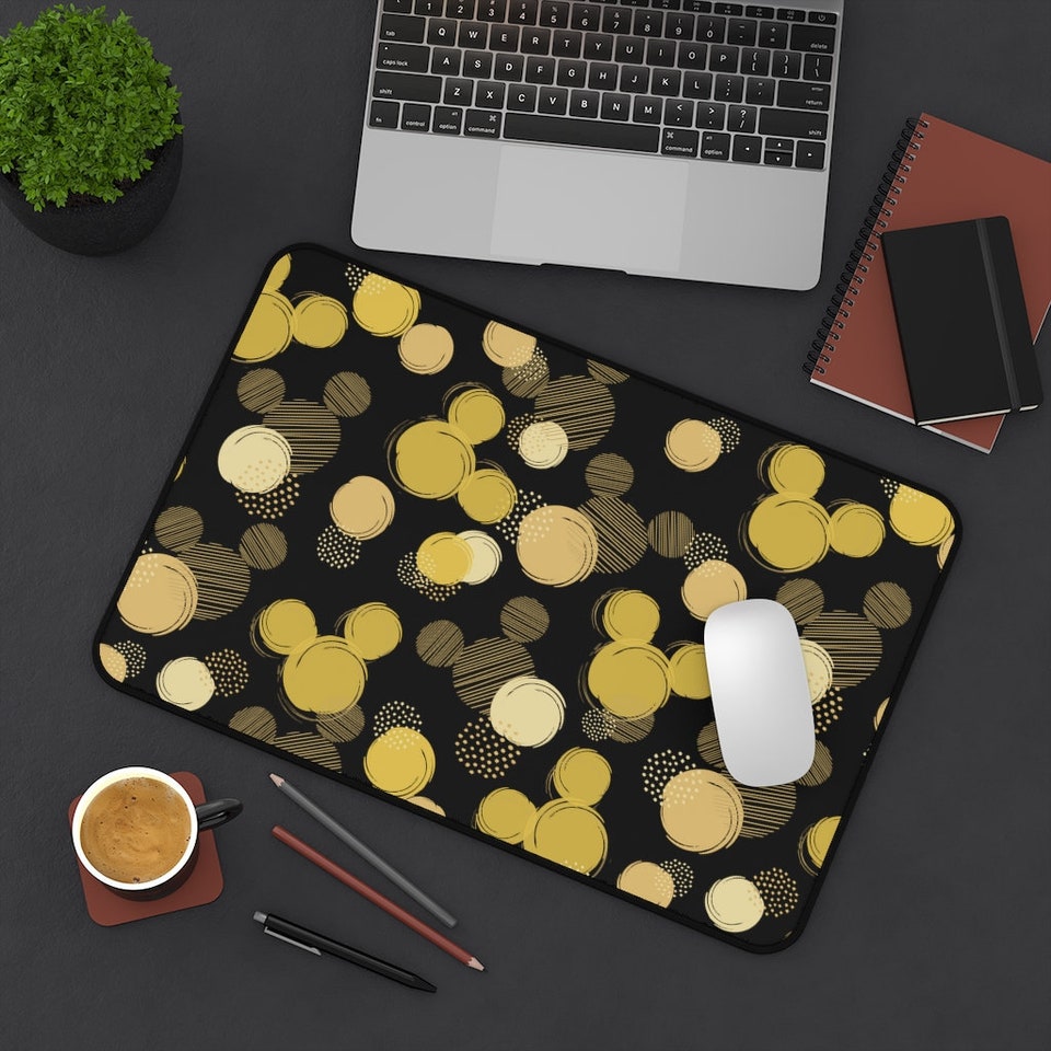 Disney Black and Gold Desk Mat, Disney Office Decor, Disney Mouse Pad ...
