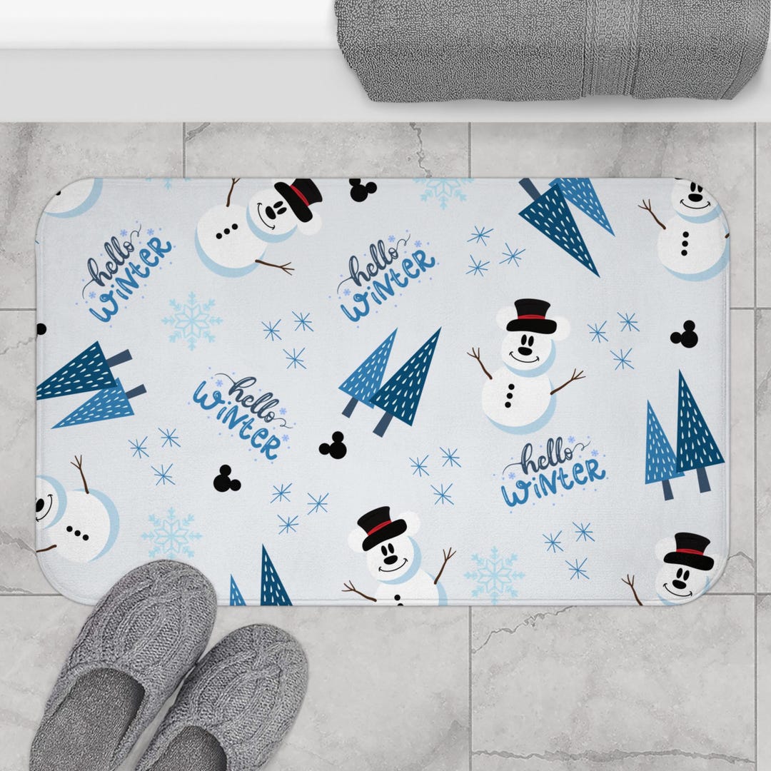 Mickey Snowman Bath Mat, Anti-slip Rug, Bathroom Decor, Home Decor ...